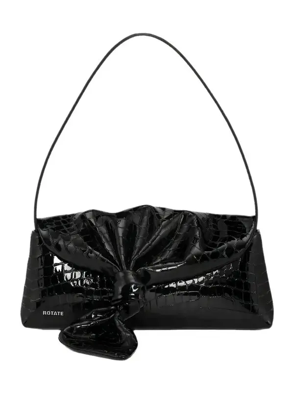 ROTATE BY BIRGER CHRISTENSEN The Drape Bag Croco Shoulder Bag - Black