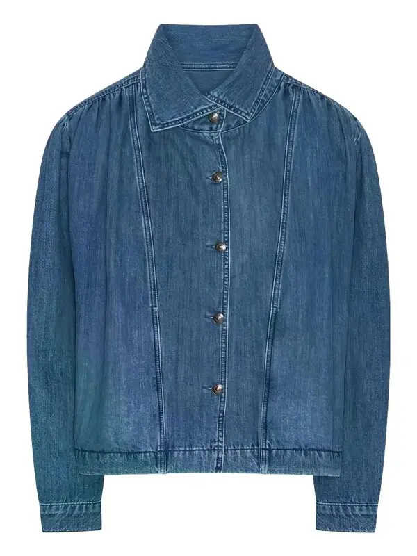 ROTATE BY BIRGER CHRISTENSEN Gathered Denim Jacket - Blue