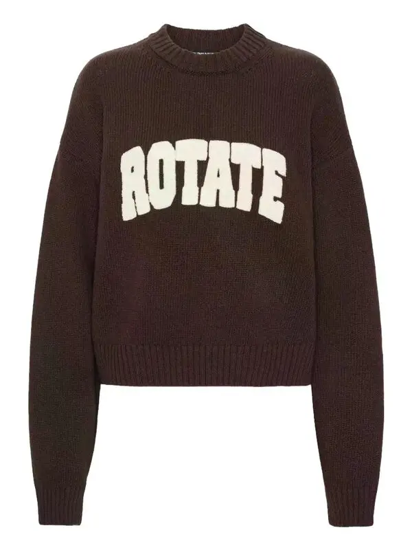 ROTATE BY BIRGER CHRISTENSEN Wool Crew Neck Sweater - Brown