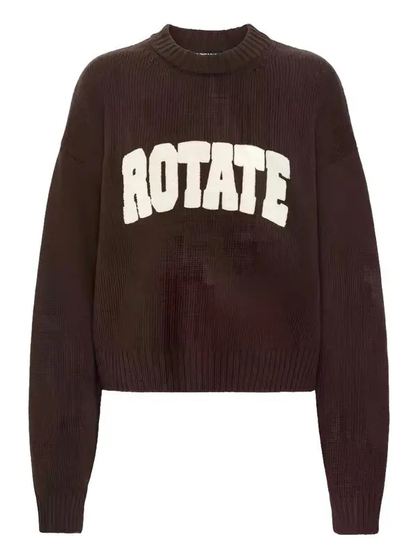 ROTATE BY BIRGER CHRISTENSEN Wool Crew Neck Sweater - Brown