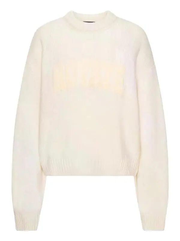 ROTATE BY BIRGER CHRISTENSEN Ribbed Logo Crew Neck Sweater - Neutrals