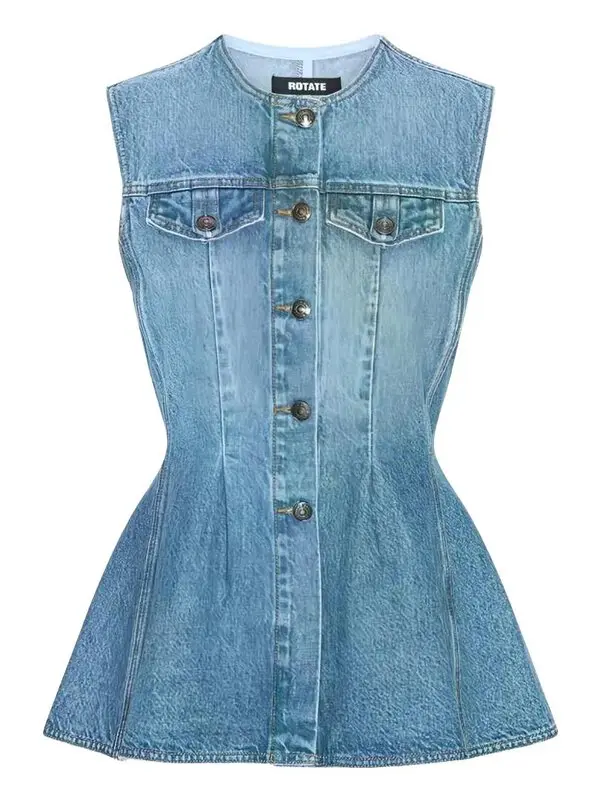 ROTATE BY BIRGER CHRISTENSEN Flared-hem Denim Vest - Blue