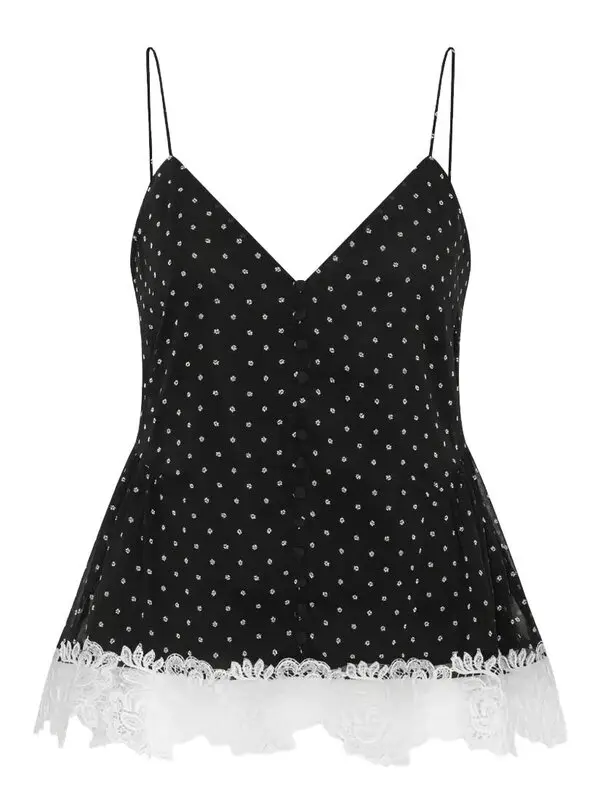 ROTATE BY BIRGER CHRISTENSEN Polka-dot Lace Top - Black