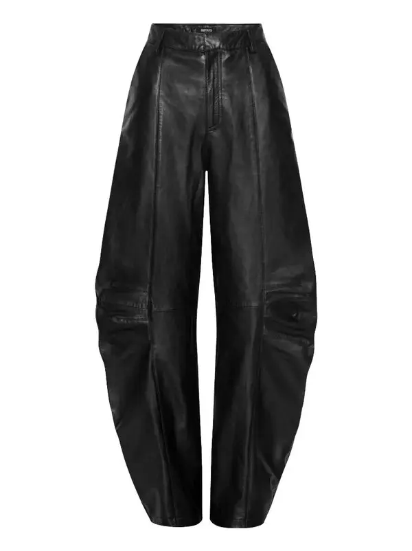 ROTATE BY BIRGER CHRISTENSEN High-waisted Leather Wide-leg Cargo Pants - Black
