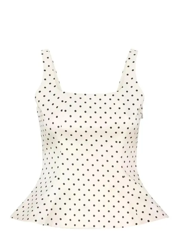 ROTATE BY BIRGER CHRISTENSEN Sleeveless Polka Dot Top - White