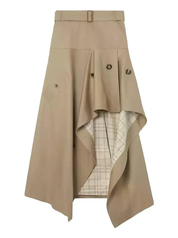 Burberry Asymmetric Gabardine Trench Skirt - Neutrals