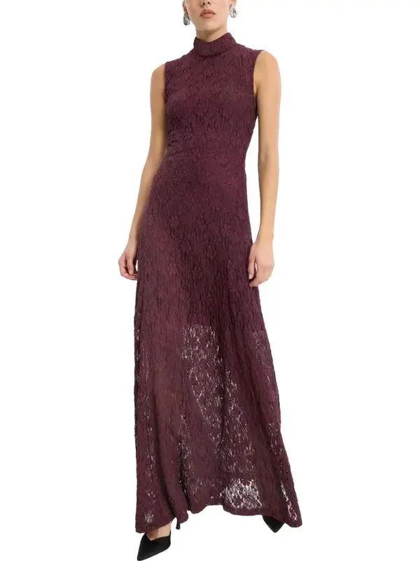 ROTATE BY BIRGER CHRISTENSEN Bordeaux Lace Maxi Dress - Red