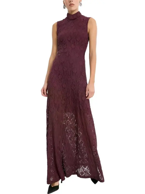 ROTATE BY BIRGER CHRISTENSEN Bordeaux Lace Maxi Dress - Red