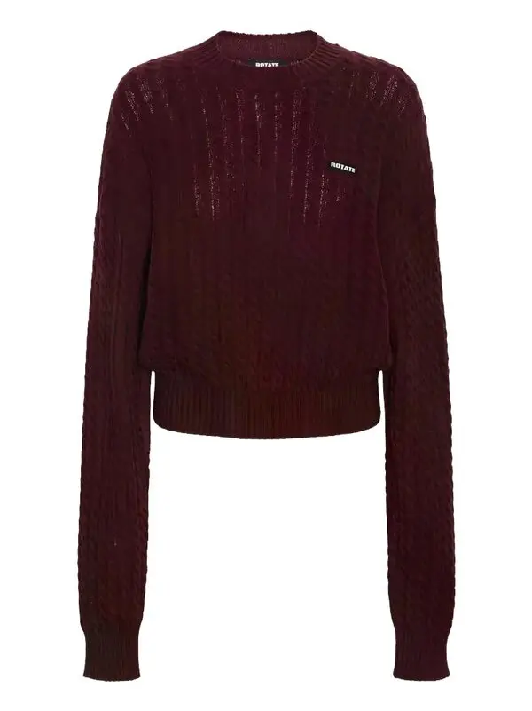 ROTATE BY BIRGER CHRISTENSEN Cable Knit Crew Neck Sweater - Red