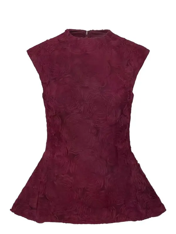 ROTATE BY BIRGER CHRISTENSEN Bordeaux Floral Peplum Top - Red