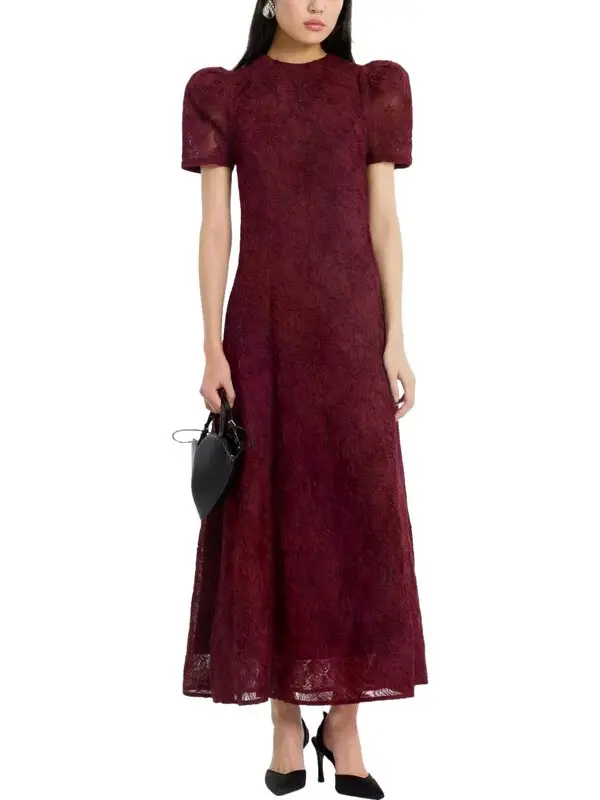 ROTATE BY BIRGER CHRISTENSEN Flower Fla" Midi Dress - Red