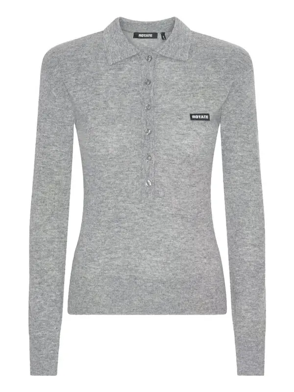 ROTATE BY BIRGER CHRISTENSEN Long-sleeve Polo Top - Grey