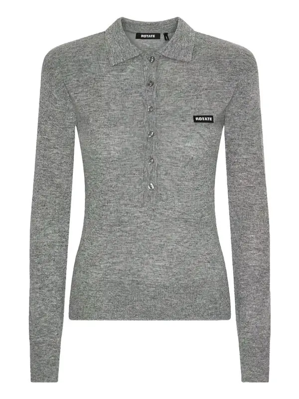 ROTATE BY BIRGER CHRISTENSEN Long-sleeve Polo Top - Grey