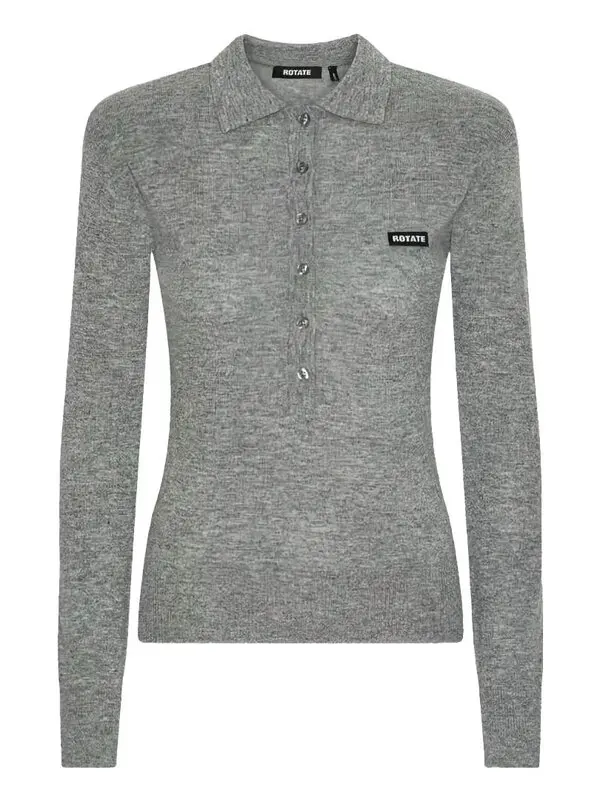ROTATE BY BIRGER CHRISTENSEN Long-sleeve Polo Top - Grey