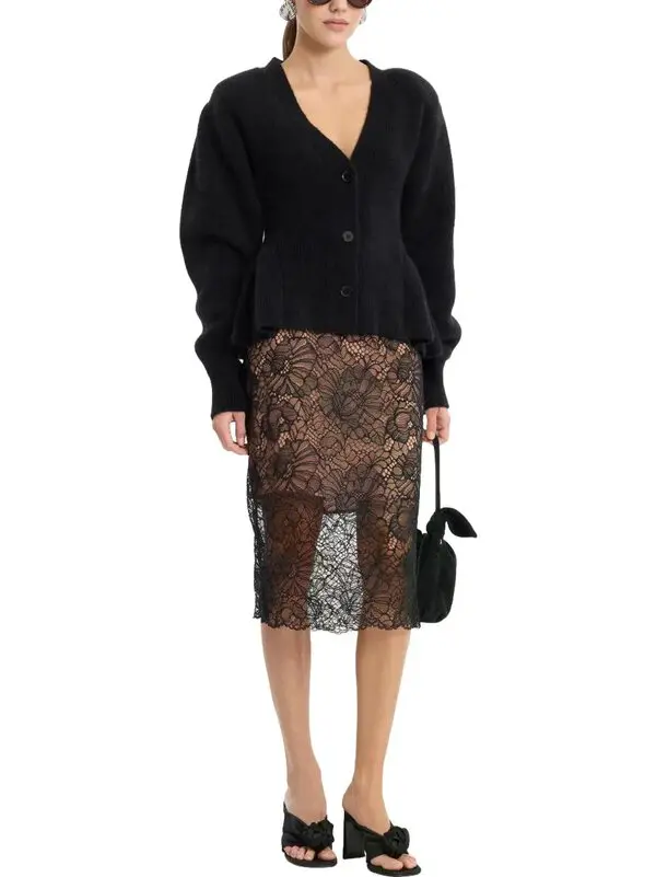 ROTATE BY BIRGER CHRISTENSEN Peplum Hem Cardigan - Black