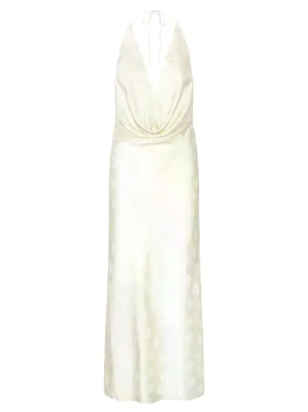ROTATE BY BIRGER CHRISTENSEN Satin Halterneck Maxi Dress - Neutrals