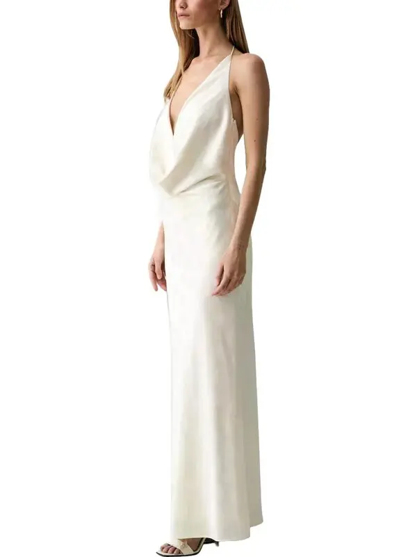 ROTATE BY BIRGER CHRISTENSEN Satin Halterneck Maxi Dress - Neutrals