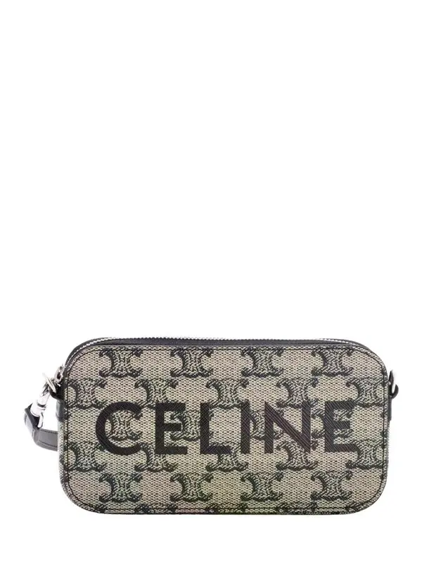 Celine Triomphe Coated Canvas Horizontal Pouch Crossbody Bag - Black