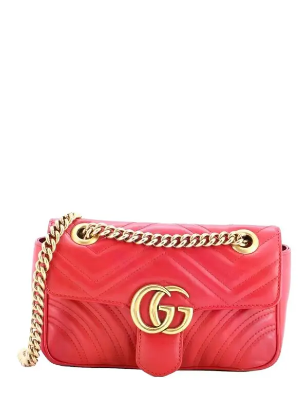 Gucci Matelasse Leather Mini Crossbody Bag - Red