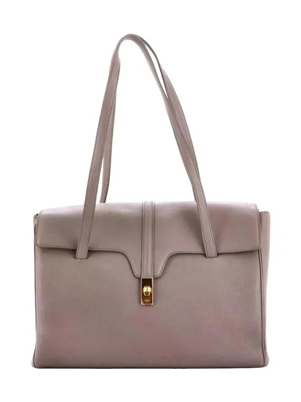 Celine Soft 16 Shoulder Bag In Grained Calfskin - Grey