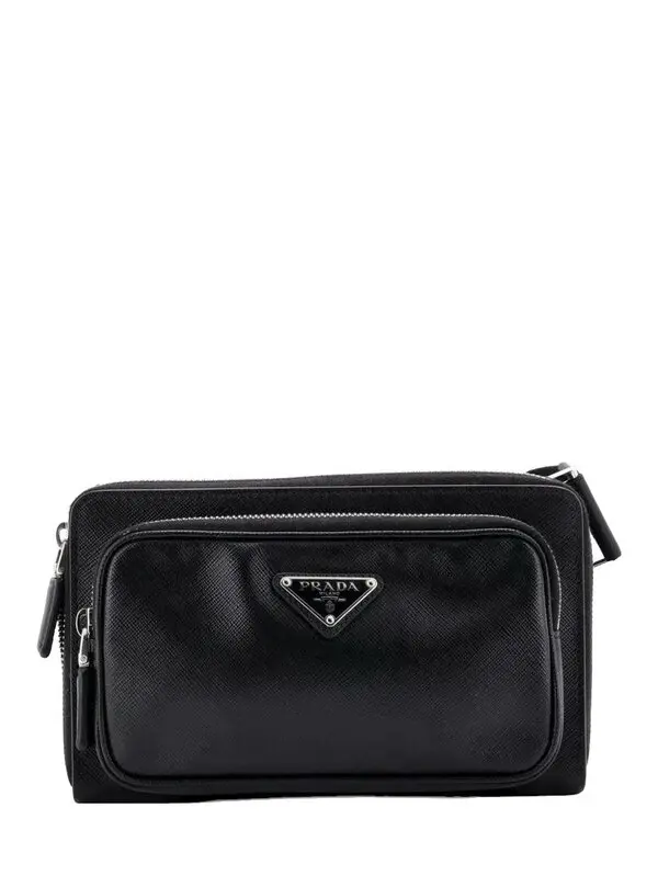 Prada Saffiano Leather Belt Bag With Zip Around Front Pocket - Black