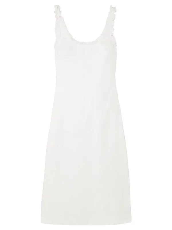 Posse Florence Ruffled Linen Midi Dress - White