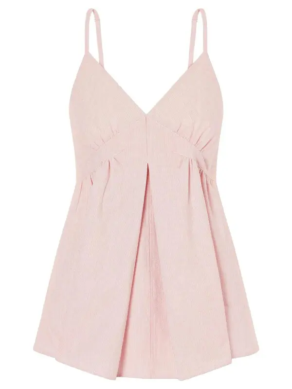 Proenza Schouler White Label Gathered Striped Seersucker Top - Pastel Pink