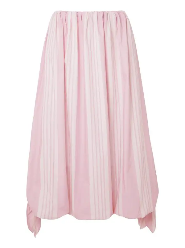 Posse Rosie Striped Cotton Midi Skirt - Pink