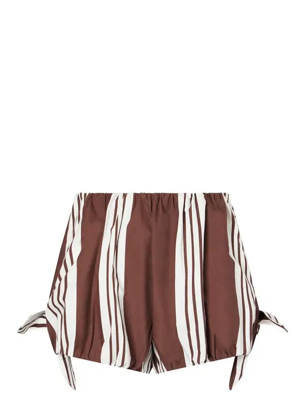Posse Rosie Knotted Striped Cotton-poplin Shorts - Brown
