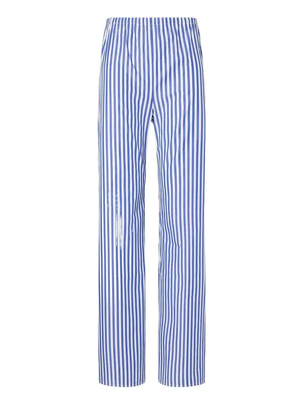 LA LIGNE Striped Cotton Wide-leg Pants - Blue