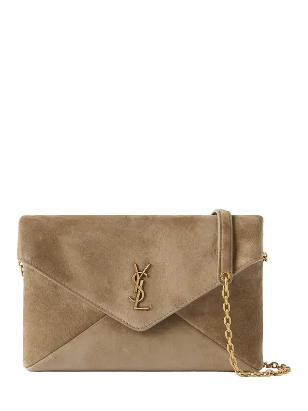 Saint Laurent Cassandre Suede Shoulder Bag - Brown