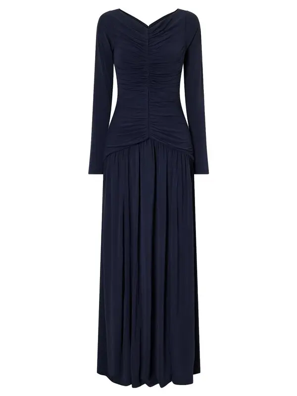 LA LIGNE Ruched Jersey Maxi Dress - Blue