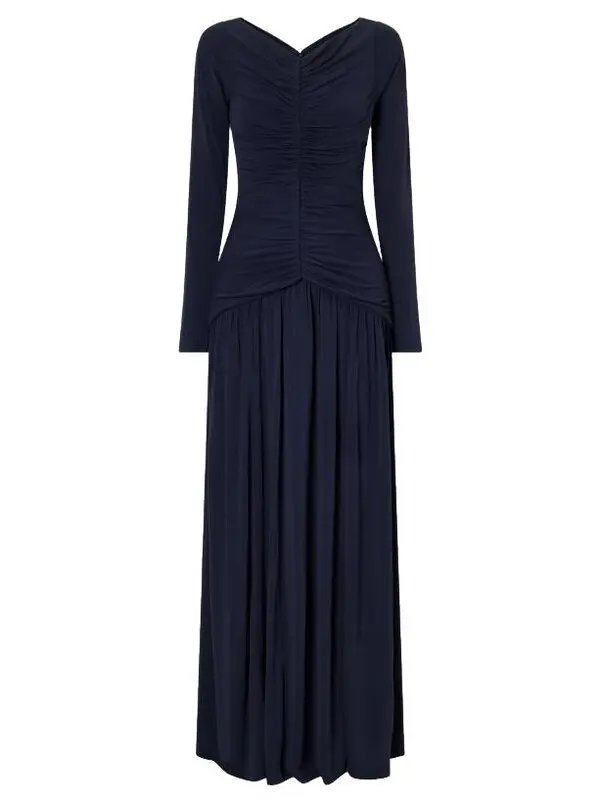 LA LIGNE Ruched Jersey Maxi Dress - Blue