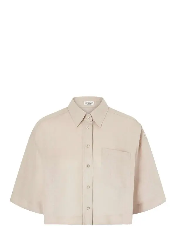 Brunello Cucinelli Cropped Cotton Shirt - Sand