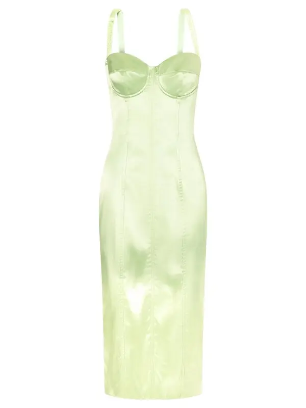 Dolce & Gabbana Satin Bustier Midi Dress - Green