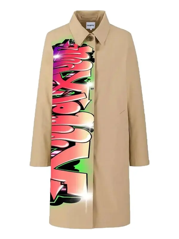 MAXJENNY Graffiti Print Trench Coat - Brown