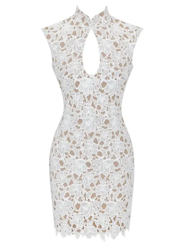 MISS CIRCLE NEW YORK Quinley Lace Mini Dress - White