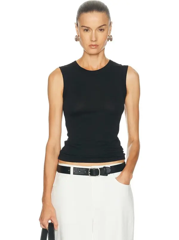 Eterne Fitted Muscle Tank Top - Black