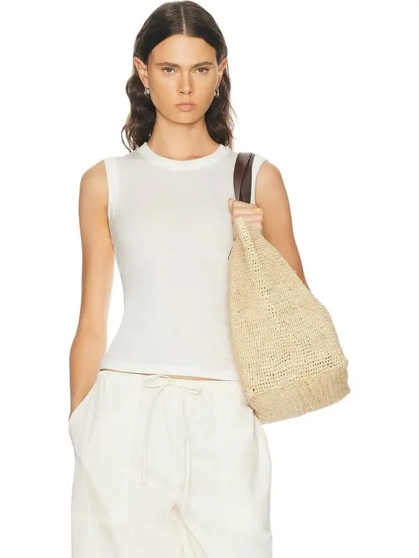 Eterne Fitted Muscle Tank Top - Ivory