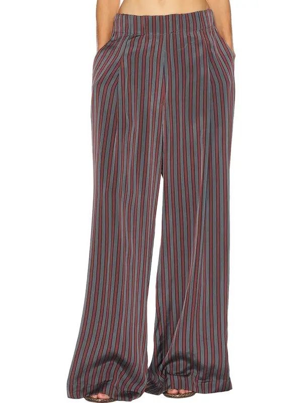 Dries Van Noten Wide Leg Striped Trousers - Grey