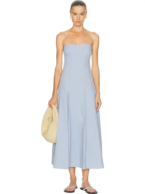 ST. AGNI Cotton Pleat Dress - Sky