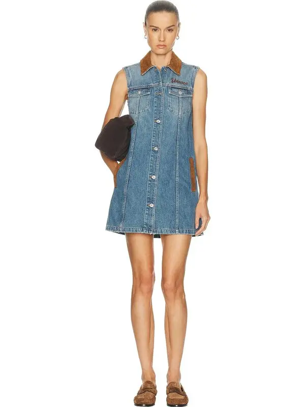 Versace Denim Mini Dress - Medium Blue