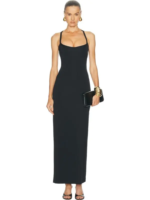 Versace Cross-back Gown - Black & Banana