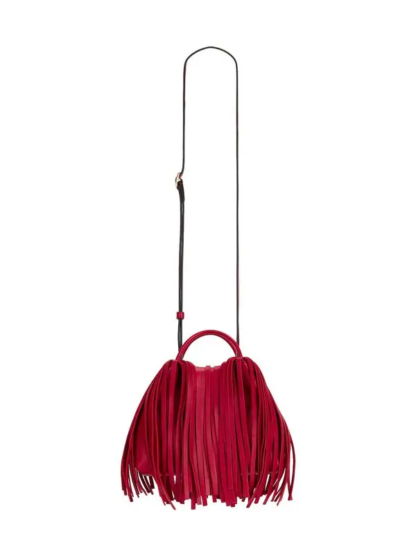 Givenchy Nano Facet Pochon Bag With Fringe Detailing - Equestrian Red