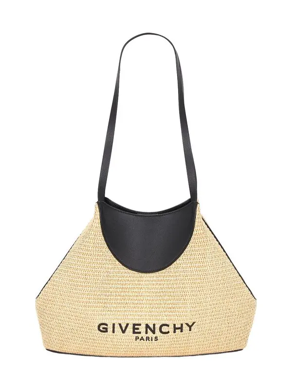 Givenchy Small Facet Cabas Bag In Raffia And Leather - Natural