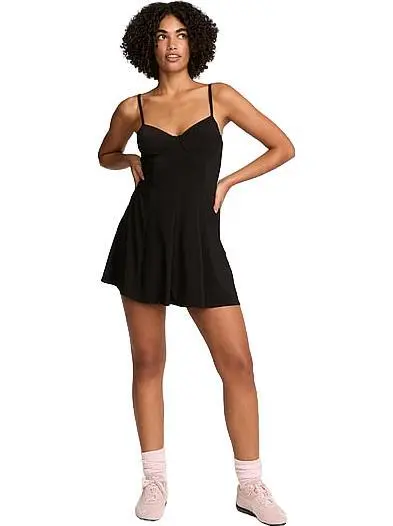 Pink Stretchy Knit Corset Mini Dress - Black