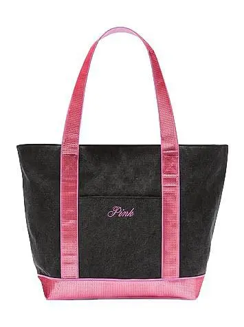 Pink Sequin Canvas Tote Bag - Black