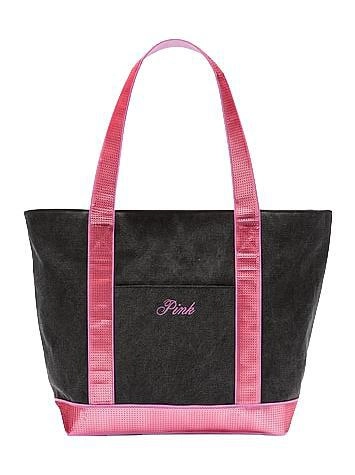 Pink Sequin Canvas Tote Bag - Black