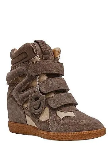 Pink Steve Madden Mavis High-top Wedge Sneakers With Velcro Closure - Beige