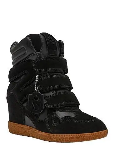 Pink Steve Madden Mavis High-top Wedge Sneakers With Velcro Closure - Black